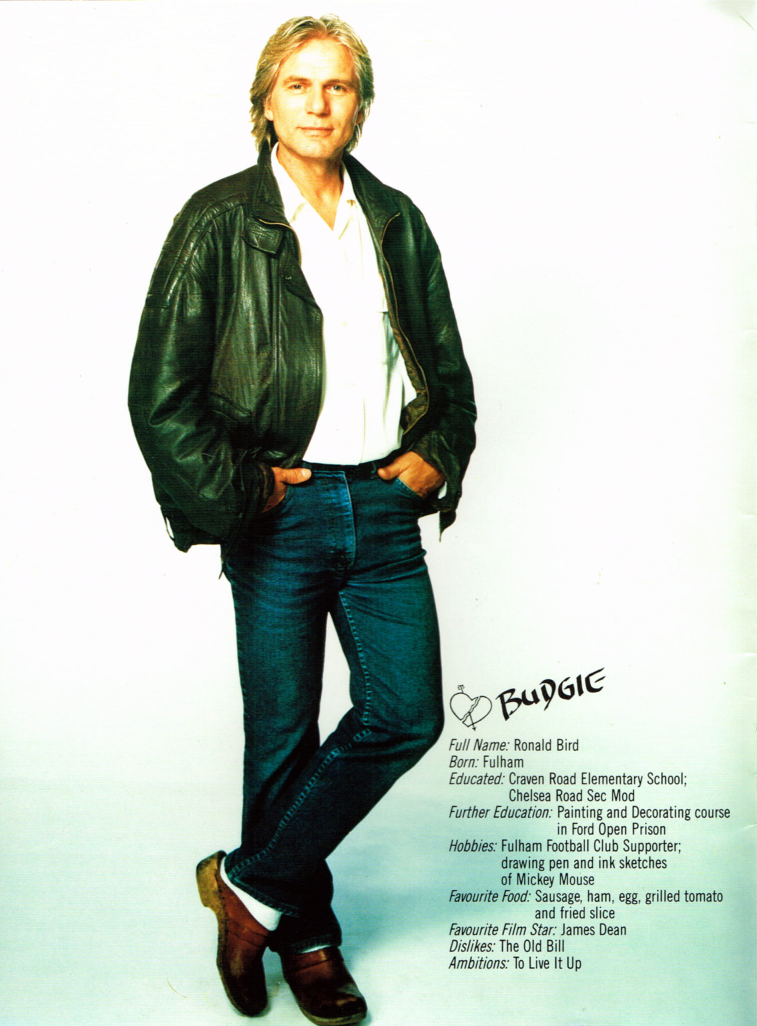 Adam as Budgie in the stage musical in 1988 | Adam Faith